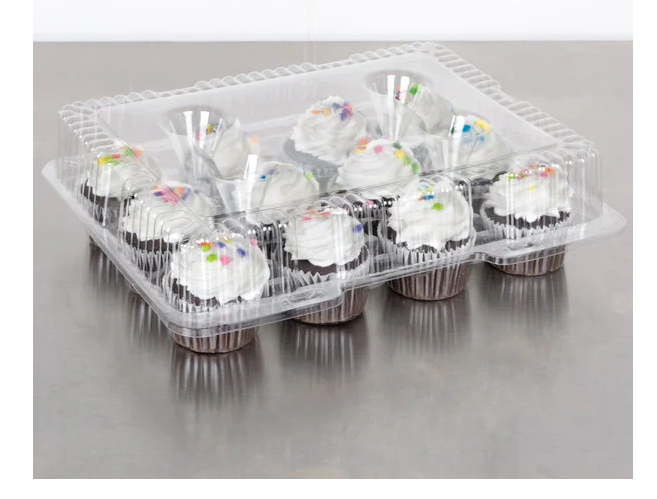 12 Compartment Clear Hinged Cupcake Container | Three T Baker's Boutique
